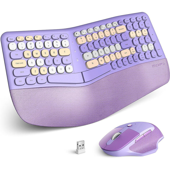 Ergonomic Keyboard and Mouse 2.4G USB Wireless Comfortable Natural ...