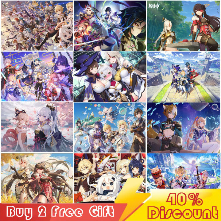 Genshin Impact Poster Beelzebul Yae Miko Nahida Hu Tao Wall Scroll Home ...
