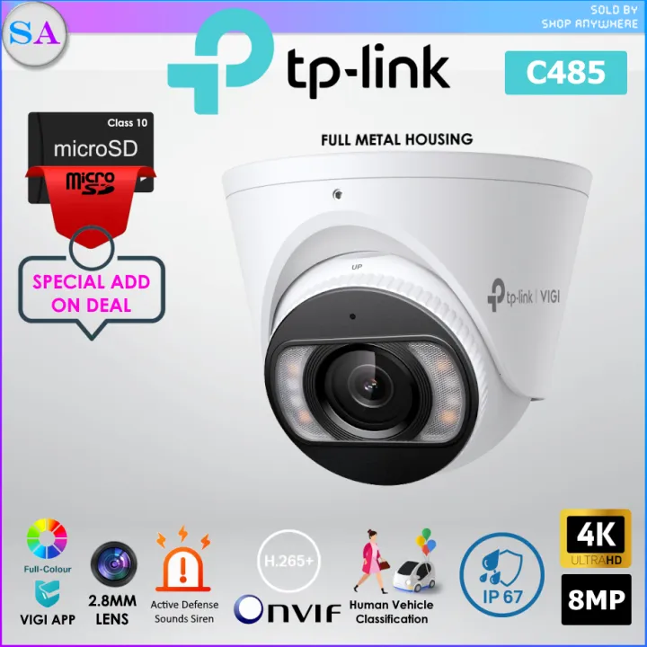 TP-Link VIGI C445 / C455 / C485 4K 8MP CCTV Outdoor Full Color Turret Network Security Camera ...