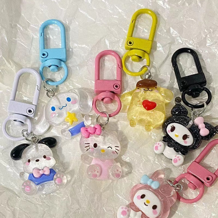 Sanrio Keychain Cartoon Girl Heart Cinnamon Dog Kuromi Bag Pendant Cute ...