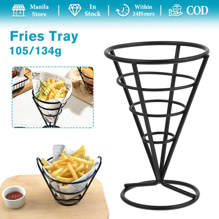 French Fries Stand Kitchen Frying Tray Holder Metal Wire Food Basket ...