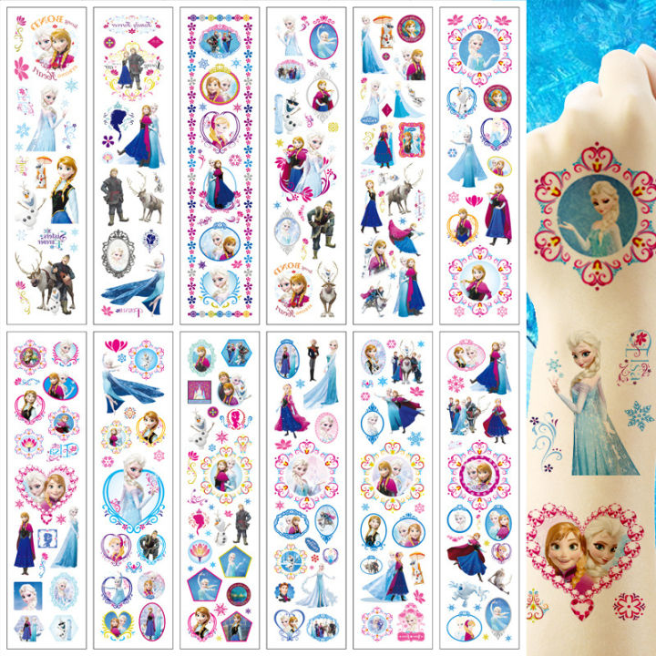Frozen Magic Kids' Temporary Tattoo Set - 5.5x22cm Elsa, Anna, and Olaf ...