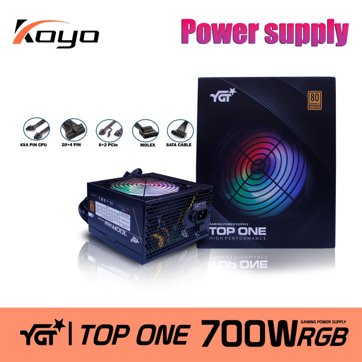 YGT TOP ONE Gaming Power Supply 700W 500W 400W RGB 80+Bronze Trurated ...