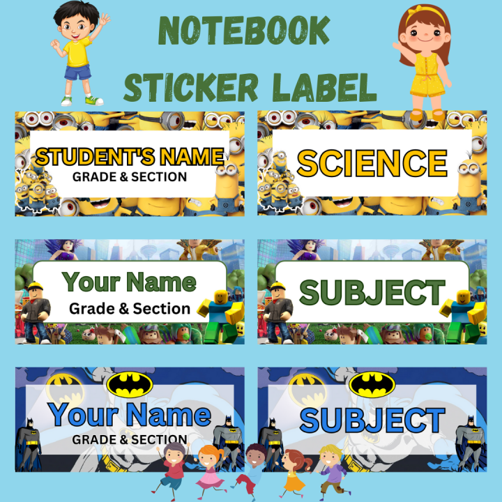 Subject Notebook Sticker Label - For Kids | (SEND THE DETAILS FIRST ...