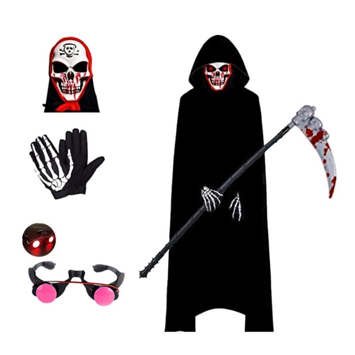 Halloween Devil Dripping Blood Mask Scary Costume Grim Reaper Costume ...