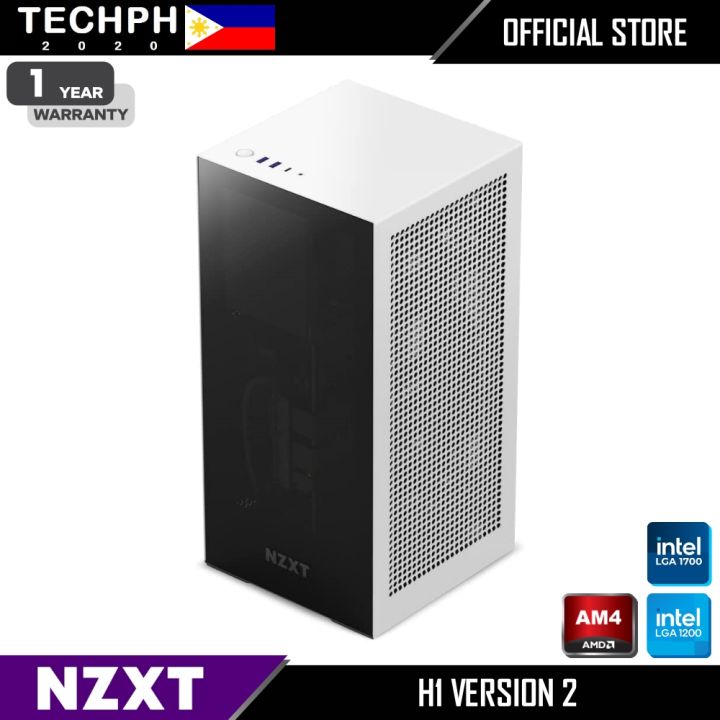 NZXT H1 V2 140mm Liquid Cooler SFX 750W 80+ Gold PSU, PCIe Gen4 Riser ...