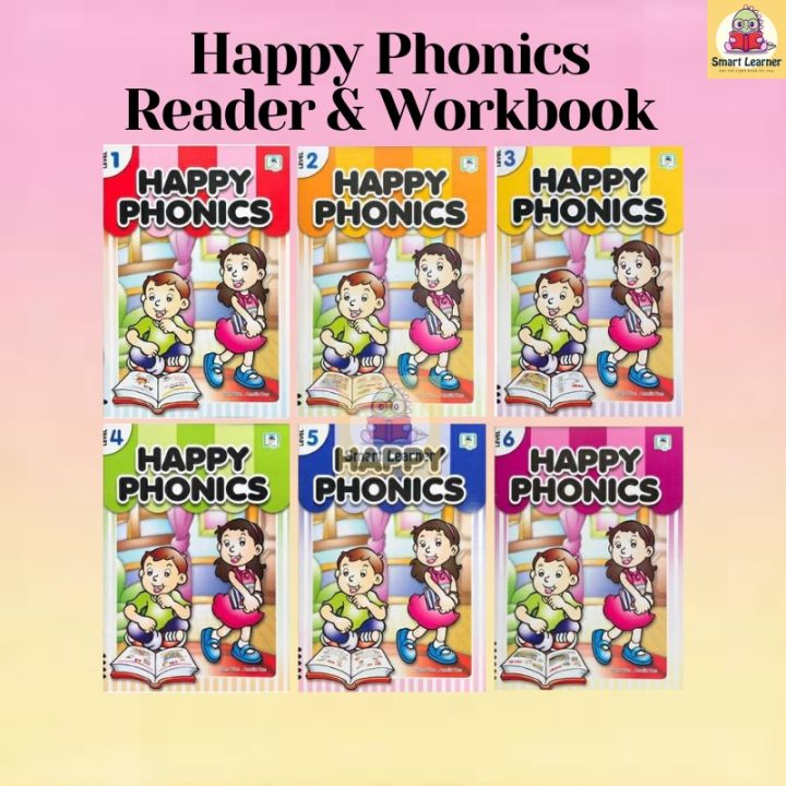 [SB] Happy Phonics Readers & Workbook Level 1-6 Daya Preschool | Lazada