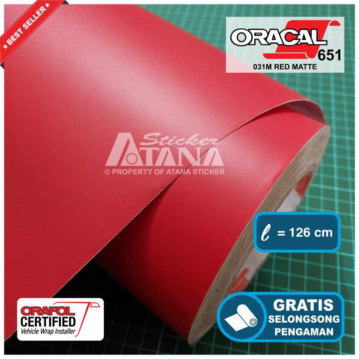 Skotlet Merah Doff Oracal 651 Scotlet Red Matte Stiker Matt Dop Meteran ...