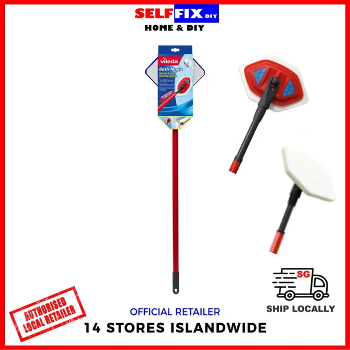 Vileda Bath Magic Shower & Bath Cleaning System - Mop Bathroom Cleaner ...