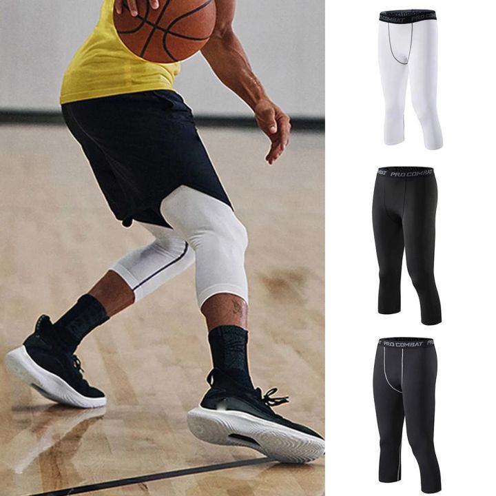 Basketball Leggings for Men Compression Base Layer Running Tight Shorts ...