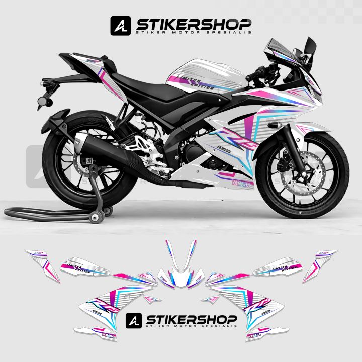 STIKER STRIPING SEMIFULL R15 V3 DASAR PUTIH GRAFIS WARNA VARIASI 006 ...