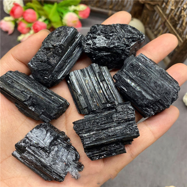 Natural Black Tourmaline stone Gravel Raw Ore Stone Irregular Crystal ...