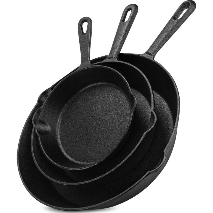 Utopia Kitchen Pre-Seasoned Cast Iron Skillet Set 3-Piece - 16、20、26cm ...