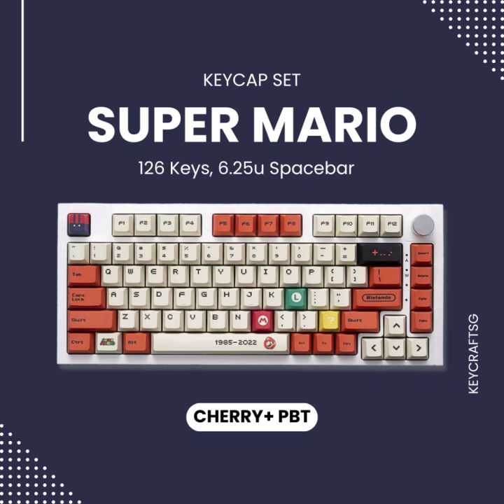 🇸🇬 Super Mario Retro Arcade Keycaps Cherry Profile PBT Double-shot for ...
