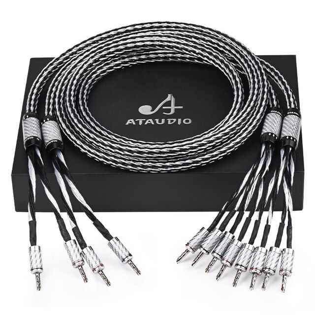 ATAUDIO Audiophile Speaker Cable HIFI OCC silver mixed Audio Cables Bi ...