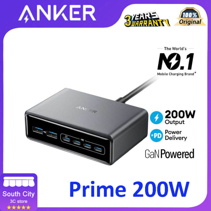 Anker Prime Charger 200W 6-Port GaN Charging Station Fast Charging USB ...