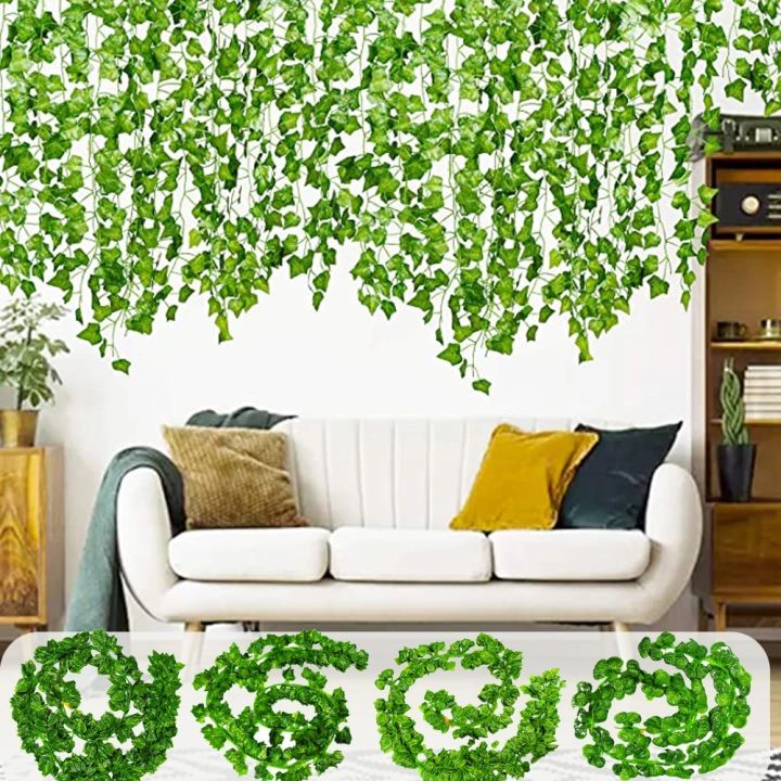 2M Artificial Green Ivy Leaf Vine Creeper Hanging Plants / Decorative Silk Fake Flower Garland ...