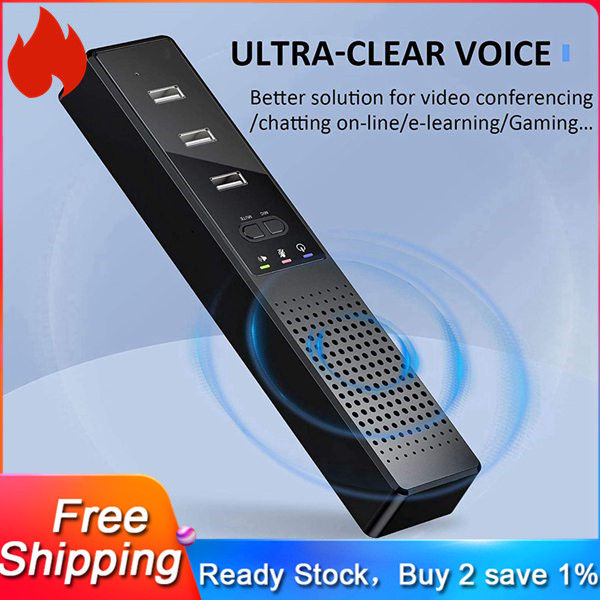 3 in 1 Computer Speakers with Microphone & Hubs USB Conference Speaker ...