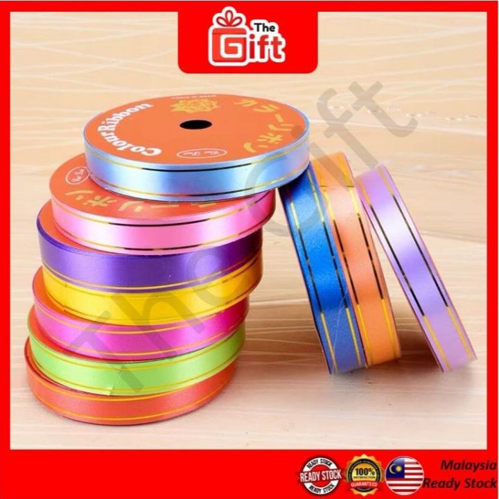 The Gift Ribbon 18mm/30mm PVC With Gold Line/ Gold Edge Reben 10meter ...
