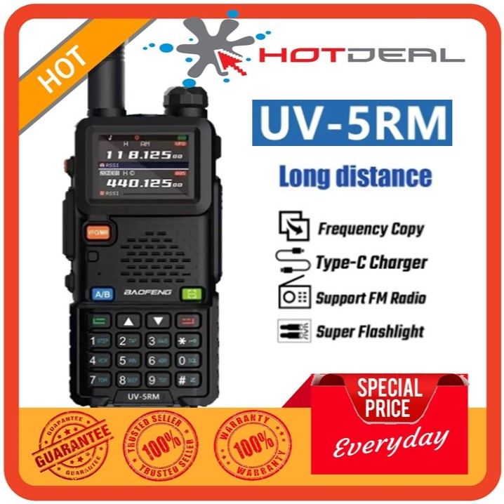 Baofeng UV 5RM Walkie talkie FM Air Band RX VHF UHF Scrambler Encrypt DTMF Tone (10 watt) | Lazada