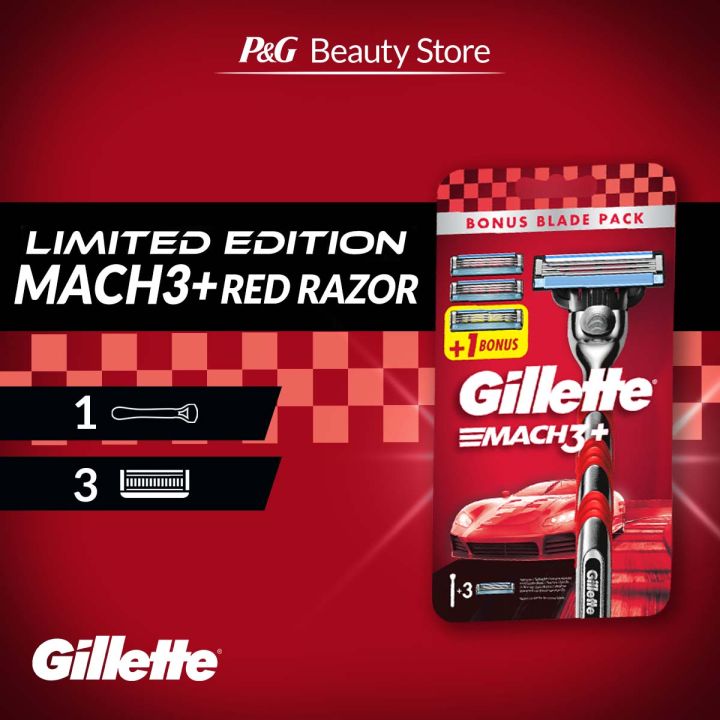 Gillette Mach3+ Red Razor 3up | Lazada PH