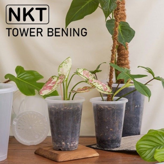 2Pcs Pot bunga Meja Tamu Bulat Bening Transparan NKT TOWER 15 - Putih ...