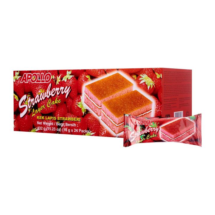 Apollo Strawberry Layer Cake 18G x 24 Pcs | Lazada Singapore