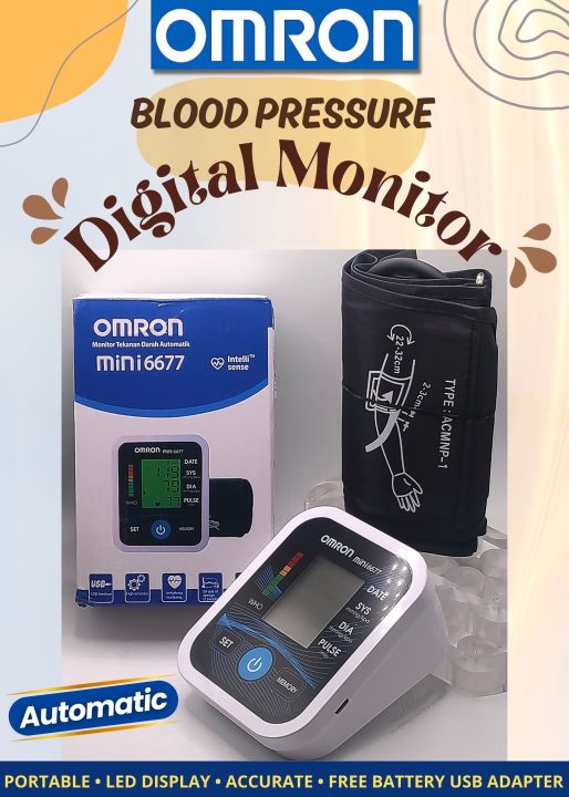 Omron Blood Pressure Digital Monitor Portable Electronic Blood Pressure ...