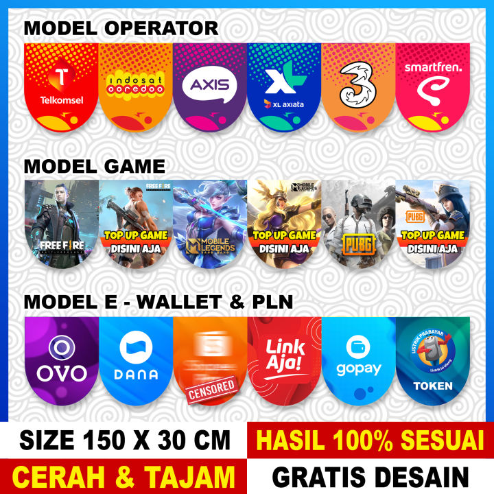 BANNER RENDA / BANNER SPANDUK KONTER / GAME / EWALLET UNTUK DEPAN TOKO ...