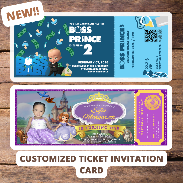 CUSTOMIZED TICKET STYLE INVITATION CARD | (6 x 2.5 INCHES) | Lazada PH