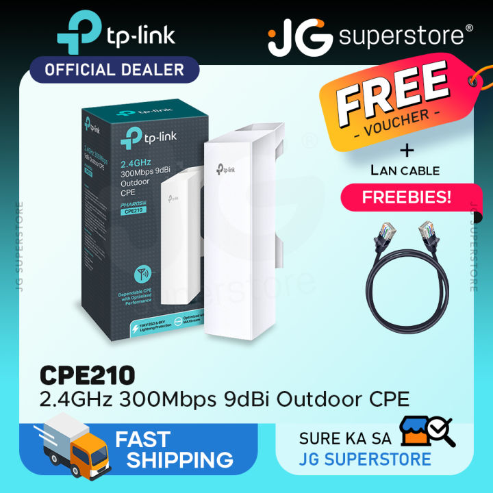 TP-Link CPE210 2.4GHz 300Mbps 9dBi Outdoor CPE for PtP Wireless Bridge ...