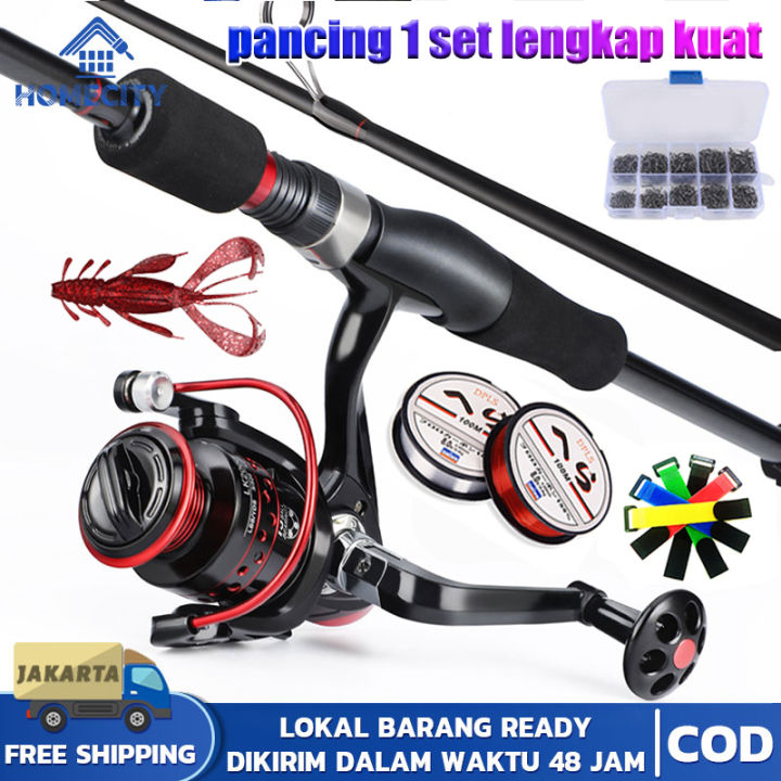 (COD) Joran Pancing 1 Set Reel Besi/Set Alat Pancing Murah Pancing 1 ...