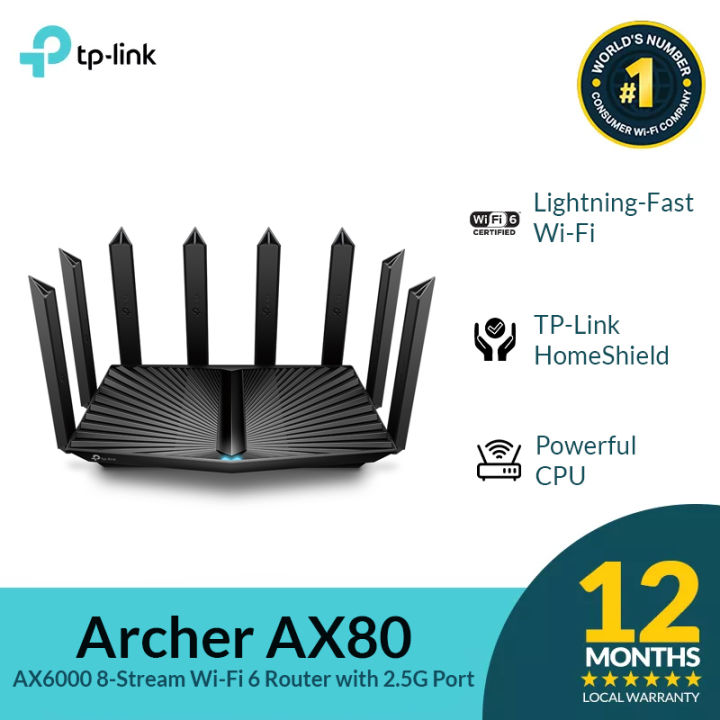 TP-Link Archer AX80 AX6000 8-Stream Wi-Fi 6 Router with 2.5G Port | Dual Band | 2.5 Gbps WAN/LAN ...