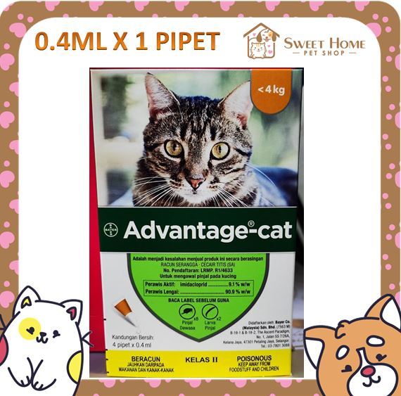 Bayer Advantage Cat Spot On S Advantage Cat Flea Treatment S For 8 Week Above And Below 4kg