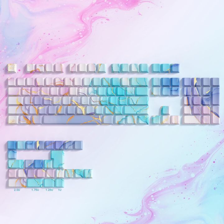WOMIER 130 key Rainbow Purple Side Print Backlit 5 Side Dye-Sub PBT ...
