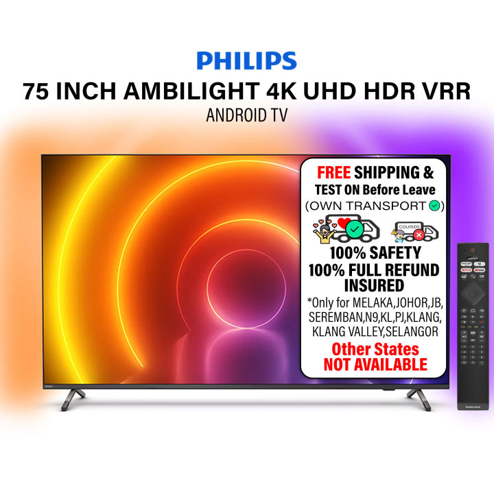 Philips 75 Inch 4K UHD HDR Ambilight Android TV 75PUT8516 | Lazada