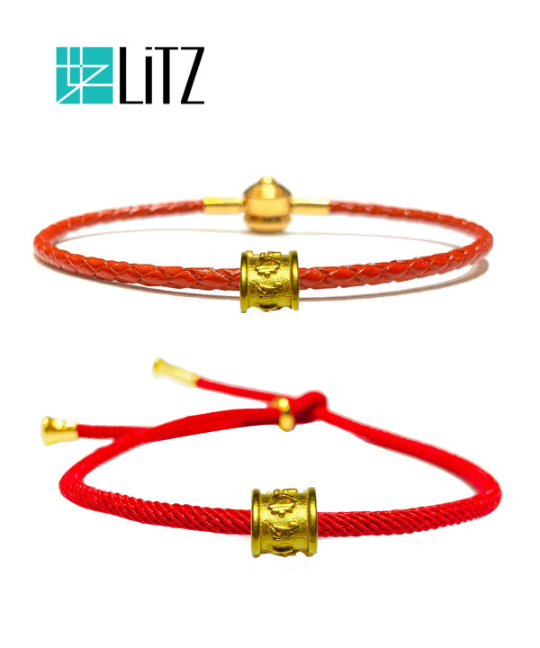 [SPECIAL] LITZ 999 (24K) Gold Six Mantra Word With Bracelet 六字真言手绳 ...