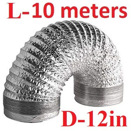 Flexible Aluminum Air Duct 12 inches x 10 meters Aluminum Foil Flexible ...