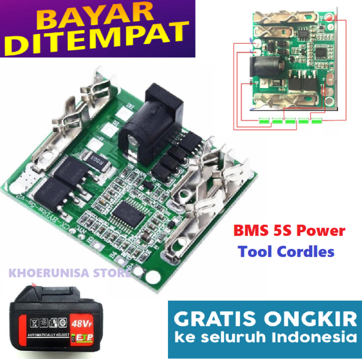 BMS 5S Power Tool Cordless Pengganti Modul Bor Baterai-Cocok untuk semua merk bor baterai modul ...