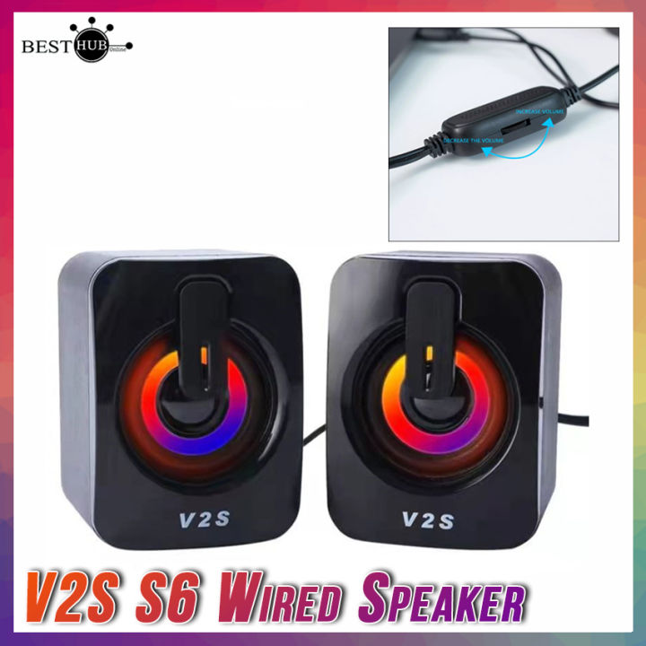 V2S S6 Wired Speaker High Fidelity Desktop Speaker USB & 3.5mm Audio ...
