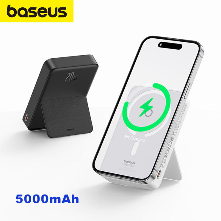 Baseus Magsafe Mini แบตสำรอง5000MAh แม่เหล็ก15W ที่ชาร์จแบบไร้สายสำหรับ ...