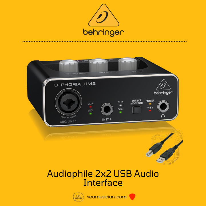 BEHRINGER U-PHORIA UM2 USB AUDIO INTERFACE WITH XENYX MIC PREAMPS ...