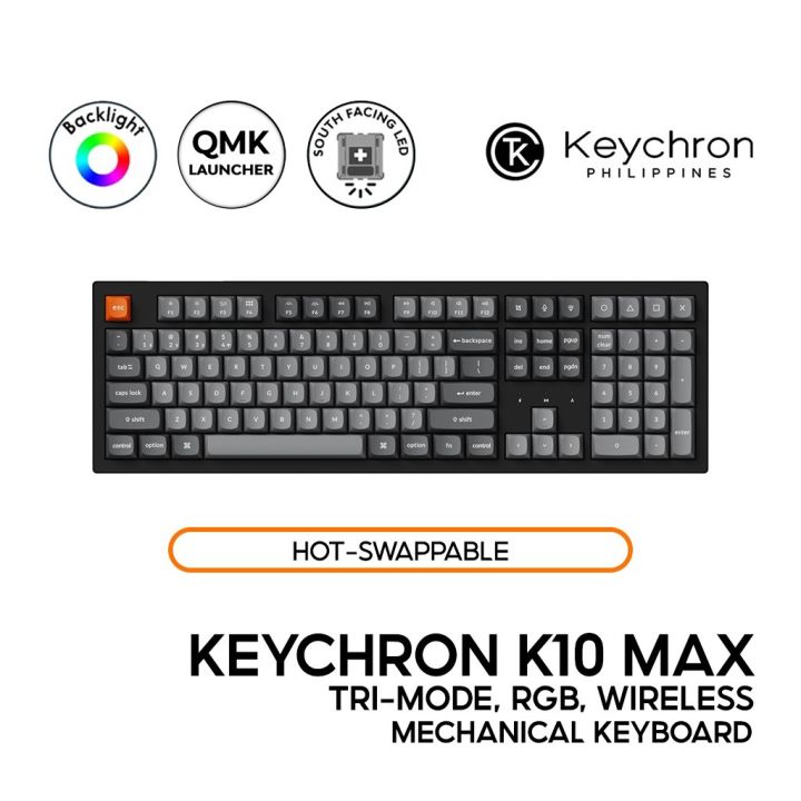Keychron K10 Max QMK Mechanical Keyboard Full Layout, Tri-mode, RGB ...