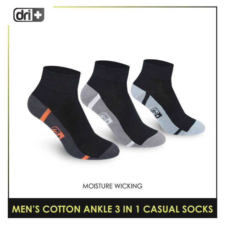 Dri Plus Men’s Lite Thin Casual Ankle Socks 3 pairs in a pack DMCG16 ...
