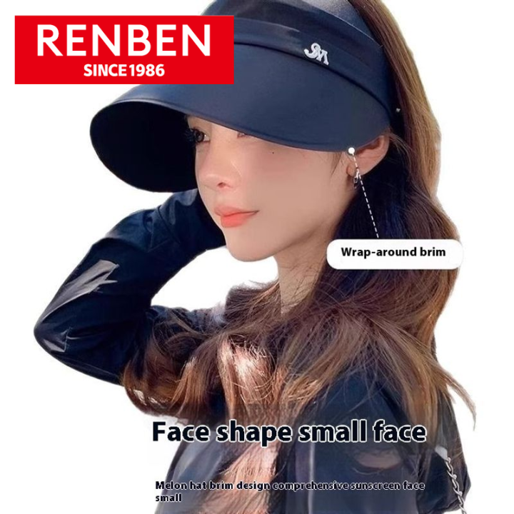 RENBEN หมวกบังแดดผู้หญิงมีปีกกว้างแบบการป้องกัน UV ในช่วงฤดูร้อนพร้อมดีไซน์แบบมีกระบังหน้า ...