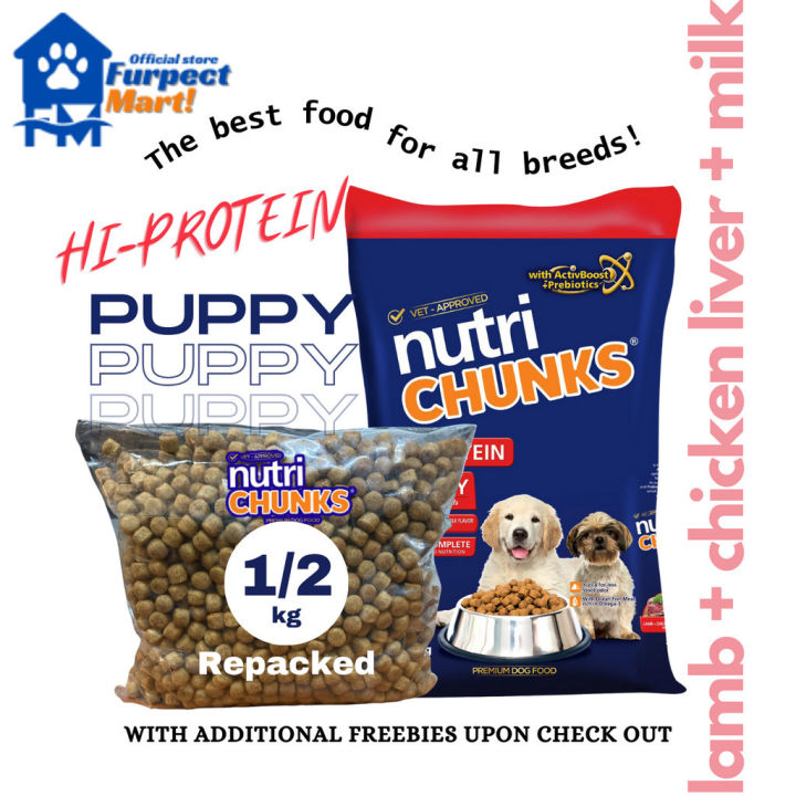 Nutri Chunks Hi-Protein Puppy Lamb Chicken Liver Milk Flavor for All breeds 1/2kg - furpect mart ...