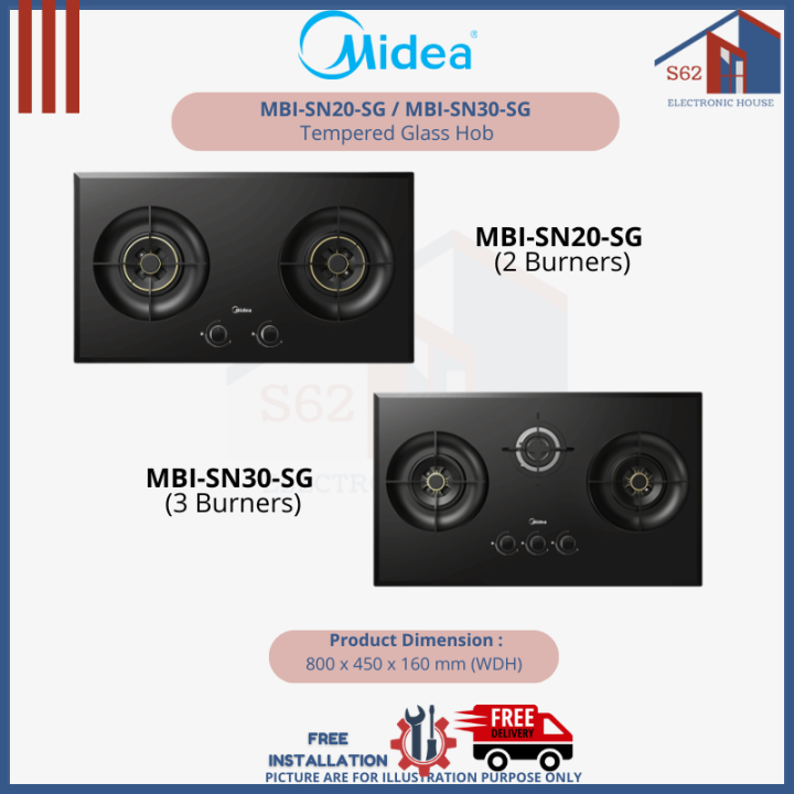 Midea MBI-SN20-SG / MBI-SN20-SG Tempered Glass Hob - FRE INSTALL ...