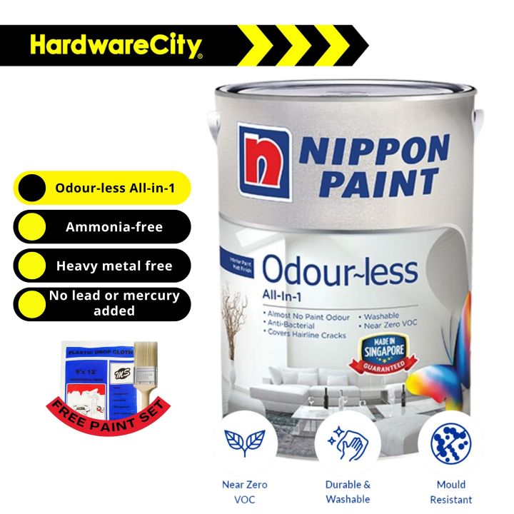 [Free Paint Set] Nippon Paint Odour-less All-in-1 1L/5L | Lazada Singapore