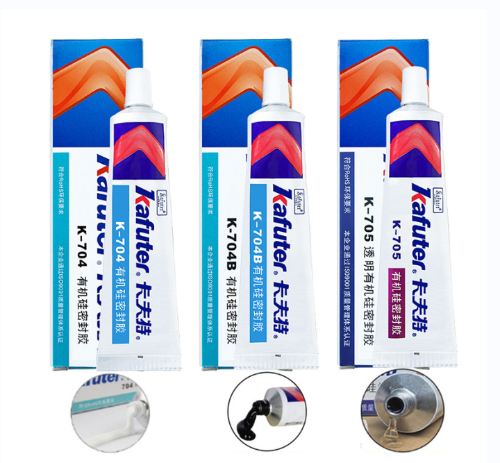 Kafuter 45g Silicone Industrial Adhesive K-704 705 704B RTV Silicone Rubber White balck ...