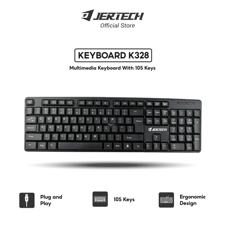 JERTECH Keyboard Laptop K328 Design Terbaru Multimedia Wired Keyboard 120 Keys | Lazada Indonesia